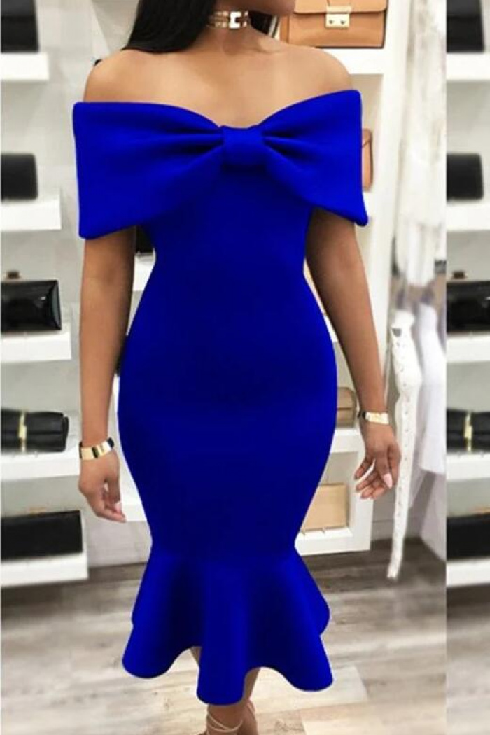 Off Shoulder Blue Short Prom Dress - Wisebridal.com